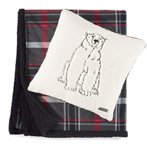 Eddie Bauer - Throw Blanket, Cotton Flannel Home Decor, All Season Reversible Sherpa Bedding (Winslow Charcoal, Throw)