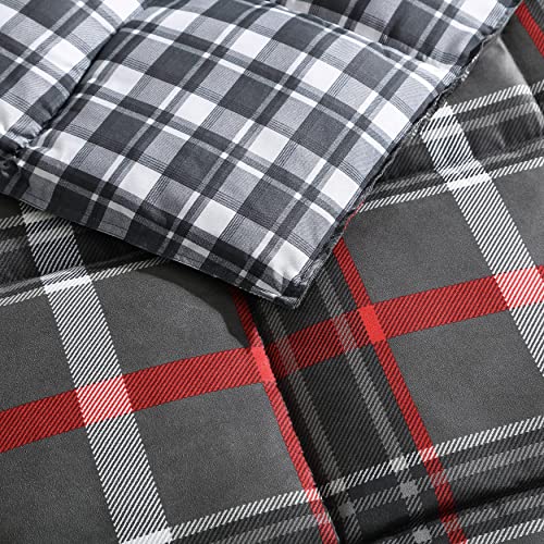 Eddie Bauer - Queen Comforter Set, Reversible Plaid Bedding with Matching Shams, Home Decor for Colder Months (Willow Dark Grey, Queen)