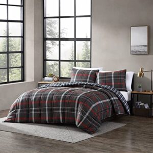 Eddie Bauer - Queen Comforter Set, Reversible Plaid Bedding with Matching Shams, Home Decor for Colder Months (Willow Dark Grey, Queen)