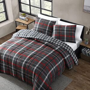 Eddie Bauer - Queen Comforter Set, Reversible Plaid Bedding with Matching Shams, Home Decor for Colder Months (Willow Dark Grey, Queen)