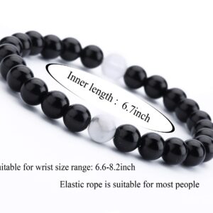 Hamoery Men Women 8mm Tiger Eye Stone Beads Bracelet Elastic Natural Stone Yoga Bracelet Bangle (Set2)