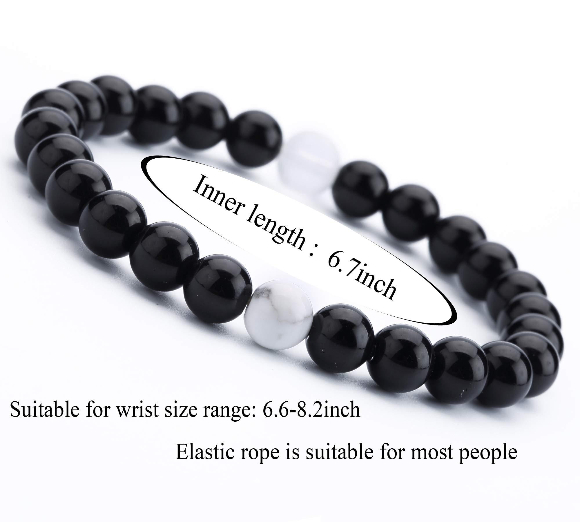 Hamoery Men Women 8mm Tiger Eye Stone Beads Bracelet Elastic Natural Stone Yoga Bracelet Bangle (Set2)