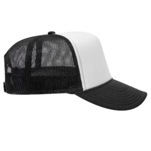 OTTO Wholesale 12 x CAP 5 Panel High Crown Mesh Back Trucker Hat (031603 - Blk/Wht/Blk) (OSFM - Adult)