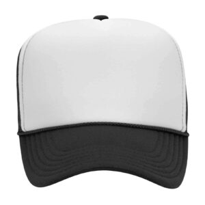 OTTO Wholesale 12 x CAP 5 Panel High Crown Mesh Back Trucker Hat (031603 - Blk/Wht/Blk) (OSFM - Adult)