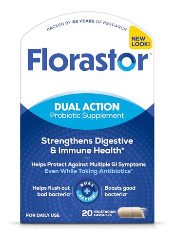 Florastor Probiotics for Digestive & Immune Health, 20 Capsules, Probiotics for Women & Men, 1 Probiotic Worldwide, Flush Out Bad Bacteria & Boost The Good with Our Strain Saccharomyces boulardii