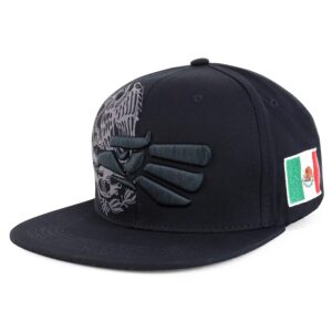 trendy apparel shop hecho en mexico eagle 3d embroidered flat bill snapback cap - black black