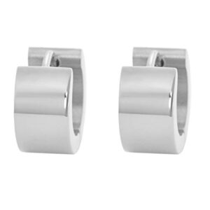 edforce stainless steel small hoop huggie earrings for mens womens (silver)