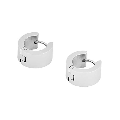 Edforce Stainless Steel Small Hoop Huggie Earrings For Mens Womens (Silver)