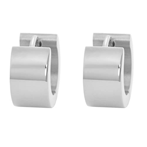 Edforce Stainless Steel Small Hoop Huggie Earrings For Mens Womens (Silver)