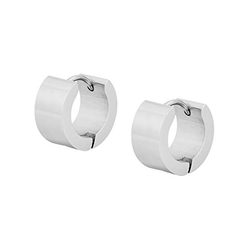 Edforce Stainless Steel Small Hoop Huggie Earrings For Mens Womens (Silver)