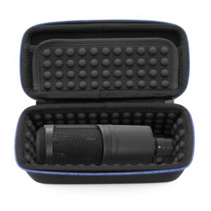 casematix padded microphone case compatible with at2020 usb, at2020usb plus, at2035, at2050, at4033a, at4040, at4050, atr2500 usb with windscreen and small cable accessories, case only