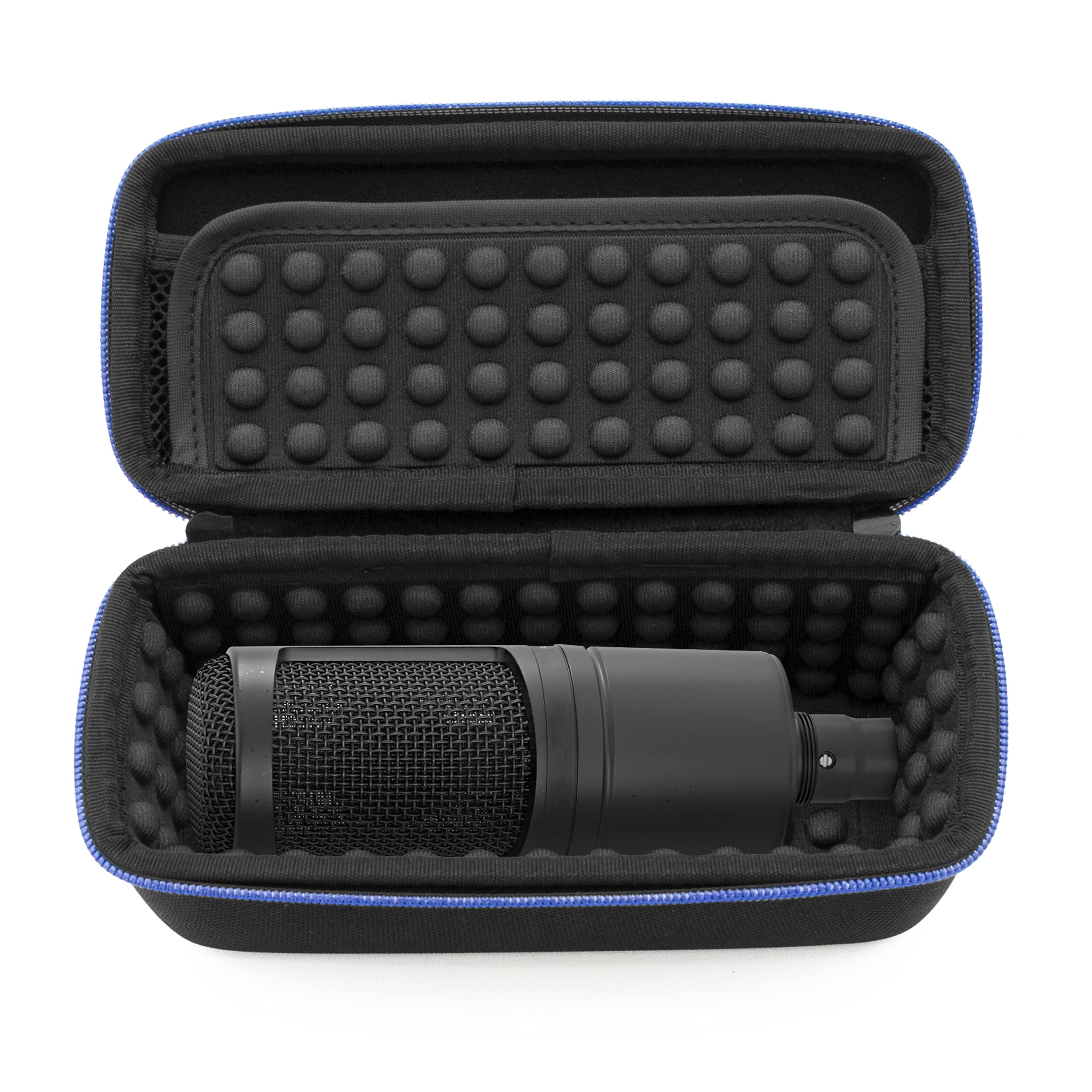 CASEMATIX Padded Microphone Case Compatible with AT2020 USB, AT2020USB Plus, AT2035, AT2050, AT4033A, AT4040, AT4050, ATR2500 USB with Windscreen and Small Cable Accessories, Case Only