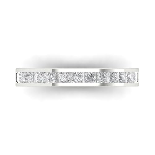 Clara Pucci 0.84 ct Brilliant Princess Cut Clear Simulated Diamond 14k White Gold Wedding Bridal Engagement Promise anniversary Band Sz 8