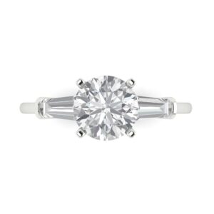 2.0 ct brilliant round cut clear simulated diamond 14k white gold three stone engagement promise bridal ring size 5