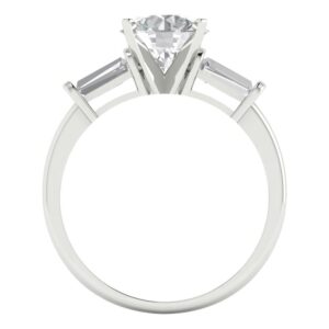 2.0 Ct Brilliant Round Cut Clear Simulated Diamond 14K White Gold Three Stone Engagement Promise Bridal Ring Size 5