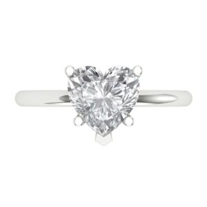 2.0 ct brilliant heart cut clear simulated diamond 14k white gold solitaire engagement promise bridal ring size 5.5