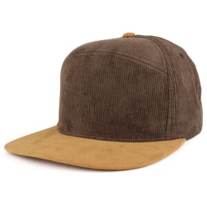 trendy apparel shop plain corduroy textured suede flat bill snapback cap - brown tan