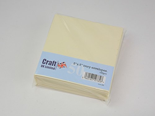 Craft UK Limited Square Blank Envelopes Ivory Cream - per Pack of 50