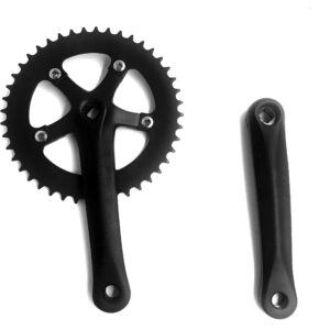 donsp1986 crankset single speed 44t 170mm crankarms 110 bcd crankset for mountain road bike fixed gear bicycle(square taper, black) (44t sprocket)