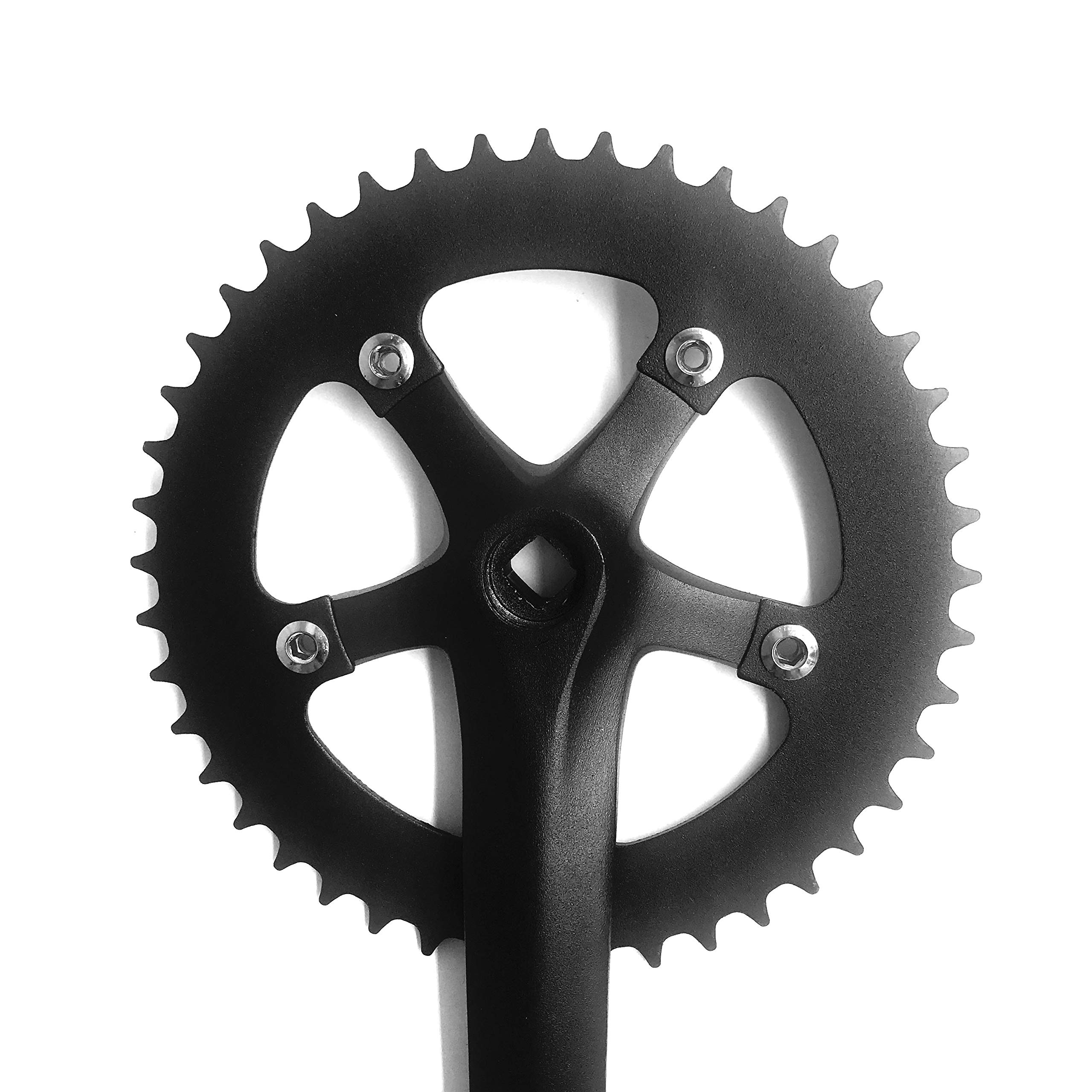 DONSP1986 Crankset Single Speed 44T 170mm Crankarms 110 BCD Crankset for Mountain Road Bike Fixed Gear Bicycle(Square Taper, Black) (44T Sprocket)