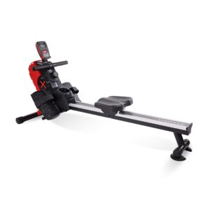 stamina x magnetic rower 1102 - rower machine with smart workout app - rowing machine with magnetic resistance for home gym fitness - up to 250 lbs weight capacity - black/red