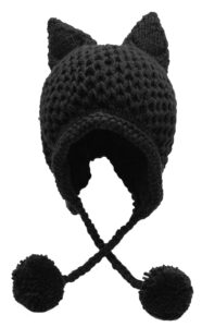 bellady winter cute cat ears knit hat ear flap crochet beanie hat, black