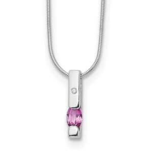 icecarats 925 sterling silver 18 inch diamond pink tourmaline chain necklace gemstone pendant charm