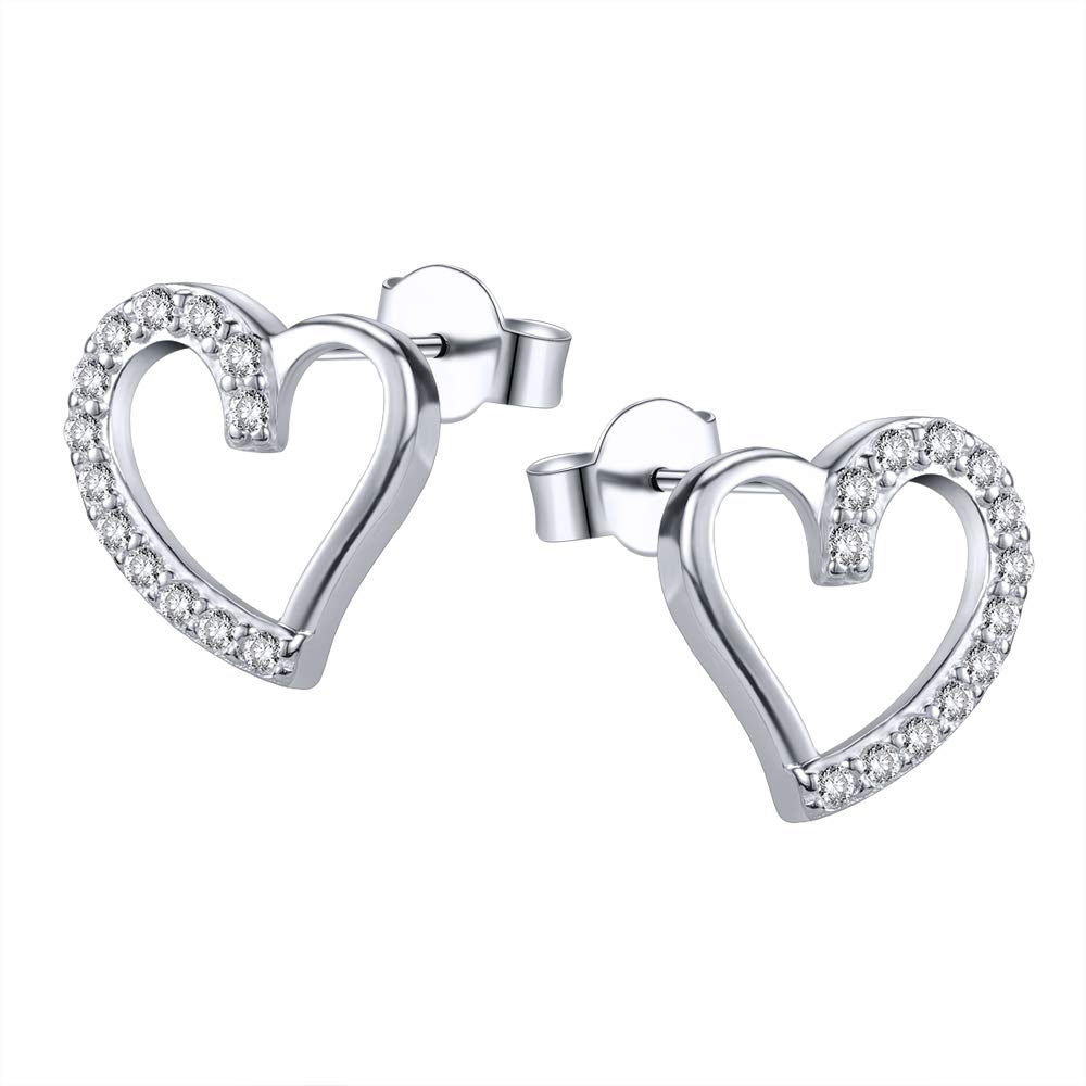 AoedeJ Minimalist Heart Stud Earrings Sterling Silver Earrings Small Heart Earrings (Silver - Style 12)