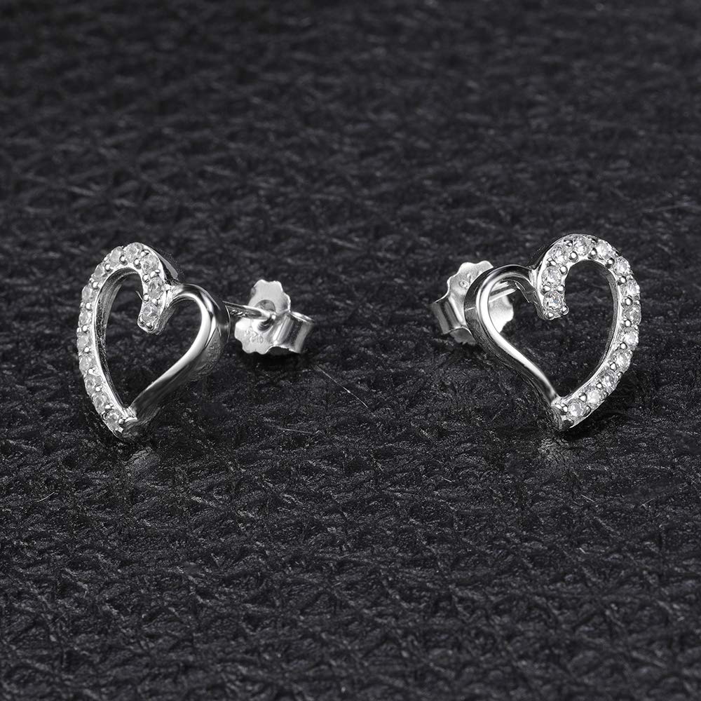 AoedeJ Minimalist Heart Stud Earrings Sterling Silver Earrings Small Heart Earrings (Silver - Style 12)