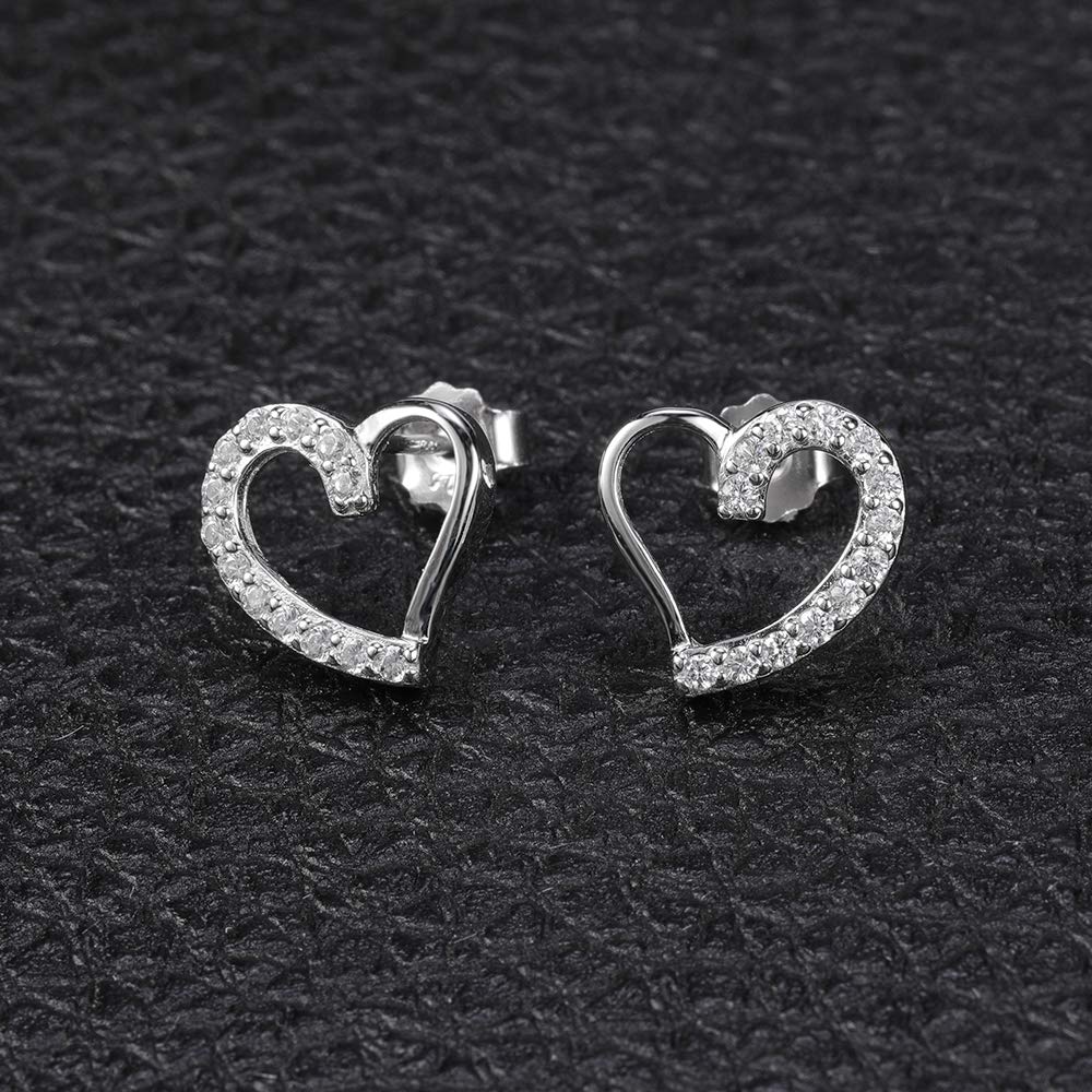 AoedeJ Minimalist Heart Stud Earrings Sterling Silver Earrings Small Heart Earrings (Silver - Style 12)