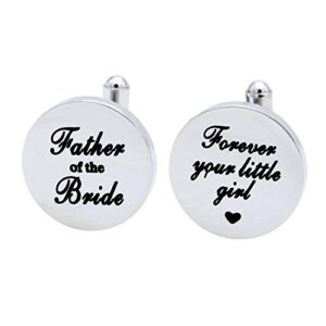 melix home father of the bride, forever your little girl stainless steel cuff links gift for dad from daughter (grey)