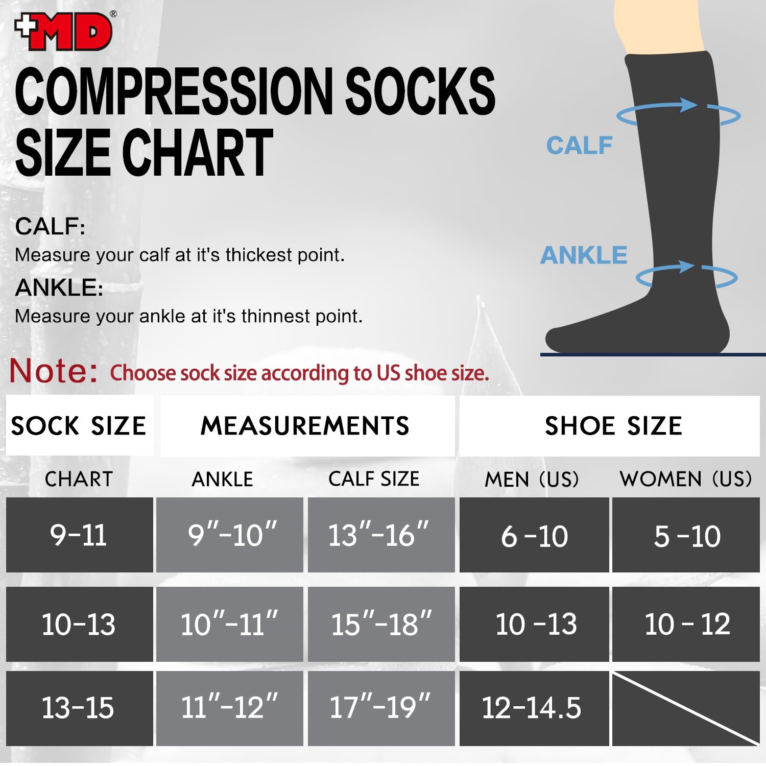 +MD Cotton Compression Socks for Women & Men Circulation 6 Pairs 8-15mmHg Knee High Support Socks Moisture Wicking for Athletic Running Cycling 6White 10-13