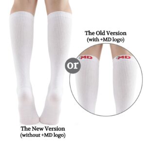 +MD Cotton Compression Socks for Women & Men Circulation 6 Pairs 8-15mmHg Knee High Support Socks Moisture Wicking for Athletic Running Cycling 6White 10-13