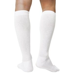 +MD Cotton Compression Socks for Women & Men Circulation 6 Pairs 8-15mmHg Knee High Support Socks Moisture Wicking for Athletic Running Cycling 6White 10-13