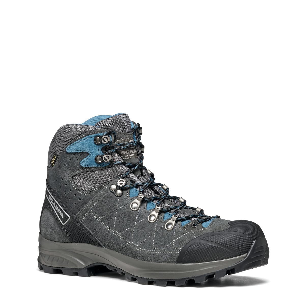 SCARPA Men's Kailash Trek GTX Waterproof Gore-Tex Lightweight Boots for Backpacking and Hiking - Shark Grey/Lake Blue - 8-8.5