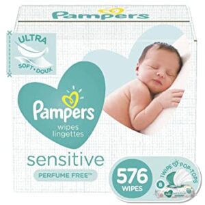 Pampers Baby Diaper Wipes Sensitive 9X Refill, 576 Count