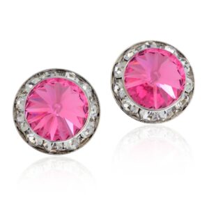 PammyJ 15mm Crystal CLIP-ON Earrings (Pink)