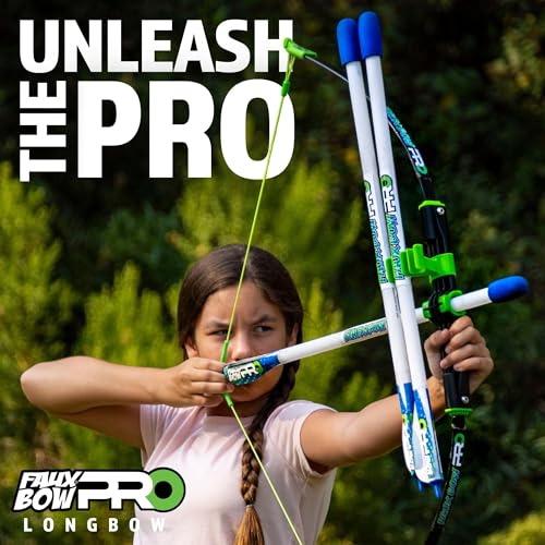 Original FAUX BOW Pro Longbow– Patented Bow and Arrow Impact Archery Set - Shoots Over 200 Feet – Best Outdoor Toy - Youth Safe Archery Anywhere - Fun Backyard Target Practice