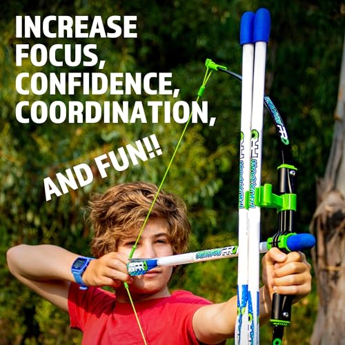 Original FAUX BOW Pro Longbow– Patented Bow and Arrow Impact Archery Set - Shoots Over 200 Feet – Best Outdoor Toy - Youth Safe Archery Anywhere - Fun Backyard Target Practice