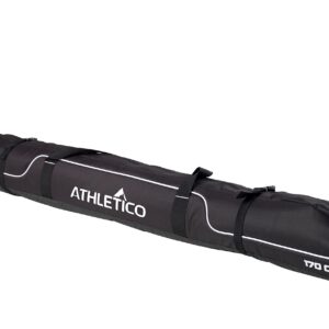 Athletico Diamond Trail Padded Ski Bag - Single Ski Travel Bag to Transport Skis (Black, 170cm)