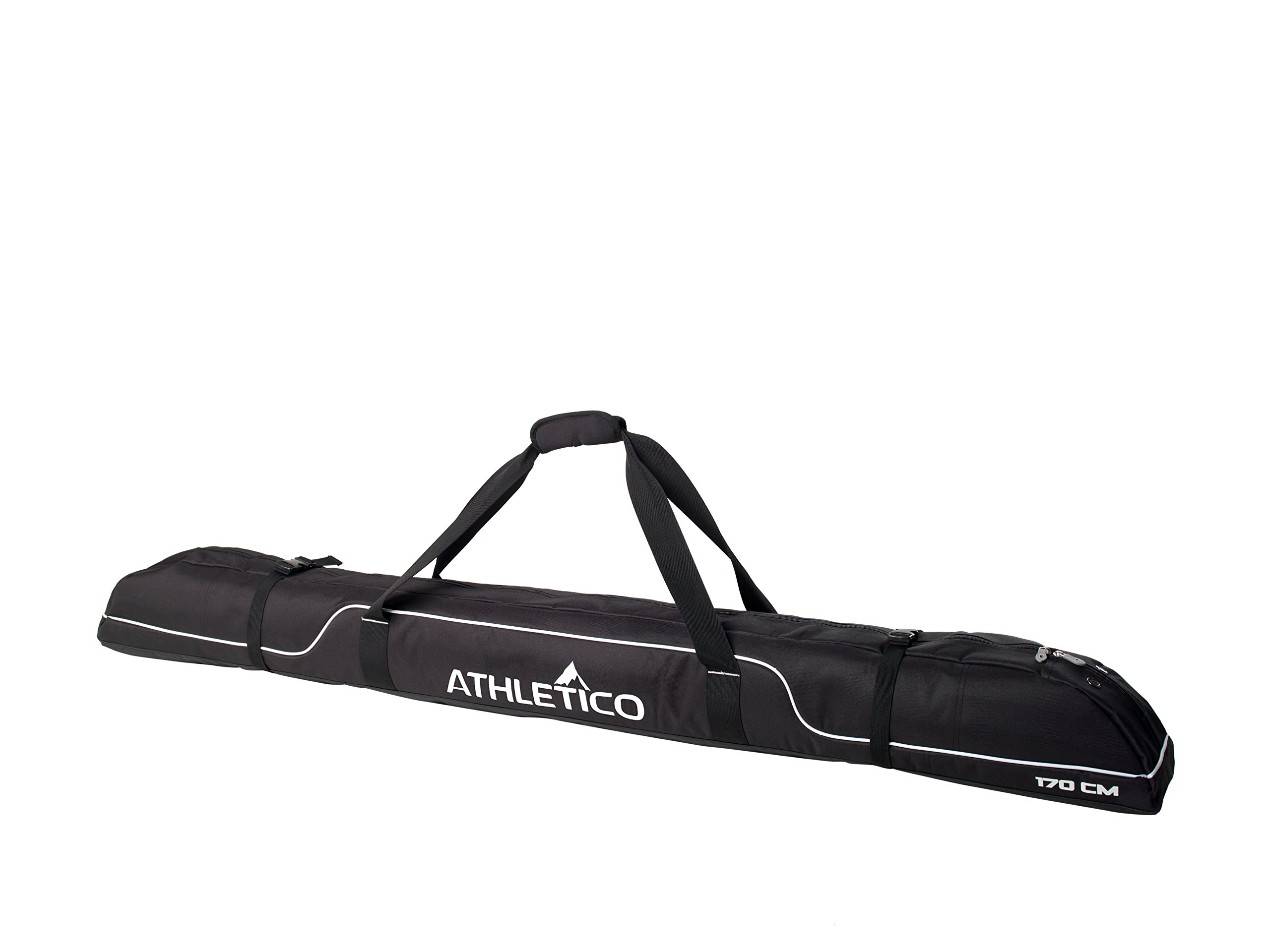 Athletico Diamond Trail Padded Ski Bag - Single Ski Travel Bag to Transport Skis (Black, 170cm)