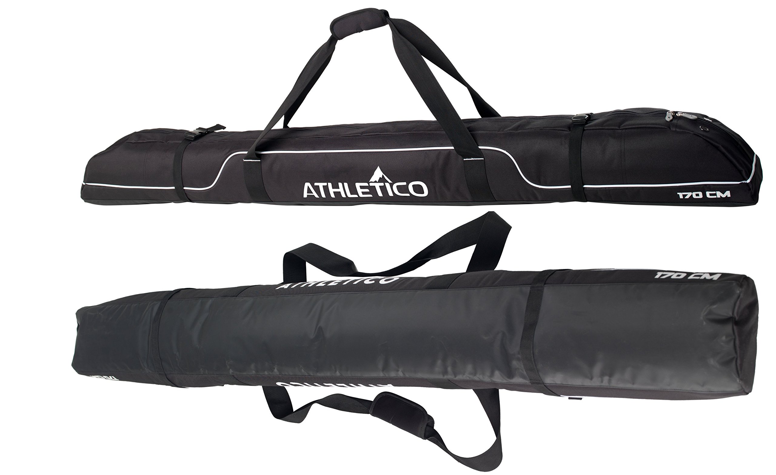 Athletico Diamond Trail Padded Ski Bag - Single Ski Travel Bag to Transport Skis (Black, 170cm)