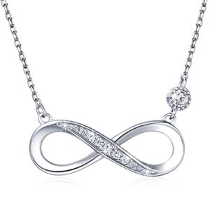 billie bijoux 925 sterling silver necklace forever love” infinity heart love pendant white gold plated diamond women necklace gift for mother's day (a-silver)