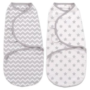 swaddleme original swaddle 2-pk (small, grey chevron/stars)