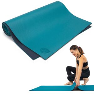 Koru Fold & Roll Yoga Mat (Teal/Navy Blue)