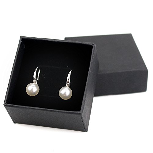 FIFATA Fashion Silver Pearl Earrings for Women 8-8.5mm Classical Drop Dangle Earrings Jewelry