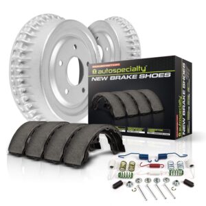 power stop koe15406dk autospecialty rear replacement brake kit-oe brake drums & ceramic brake pads