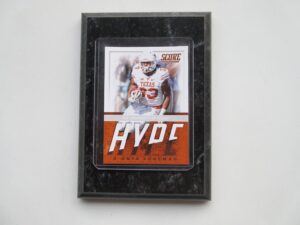 d'onta foreman texas longhorns - houston texans 2017 hype draft rookie card mounted on a "4 x 6" black marble plaque