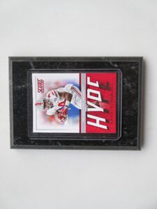 curtis samuel the ohio state university - carolina panthers 2017 draft hype card mounted on a "4 x 6" black marble plaque