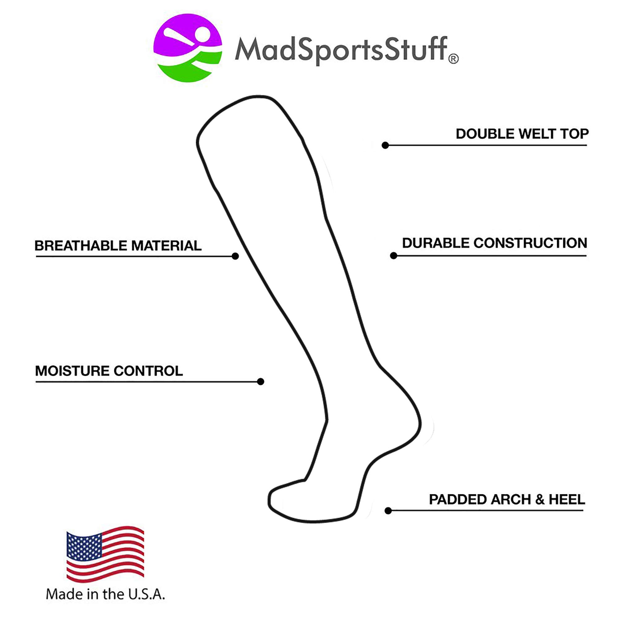 MadSportsStuff Soccer Socks with Soccer Ball Logo Over the Calf (Black/White/Graphite, Medium)